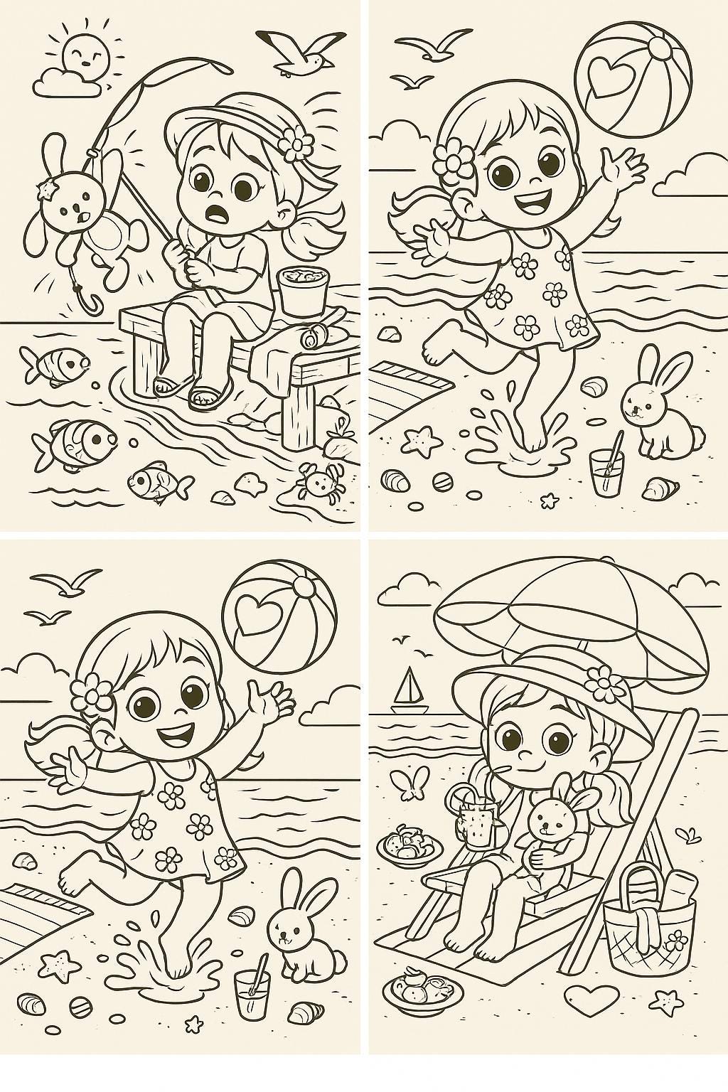 Luna's Summer Vacation – Printable Coloring Book for Kids | Fun Beach ...