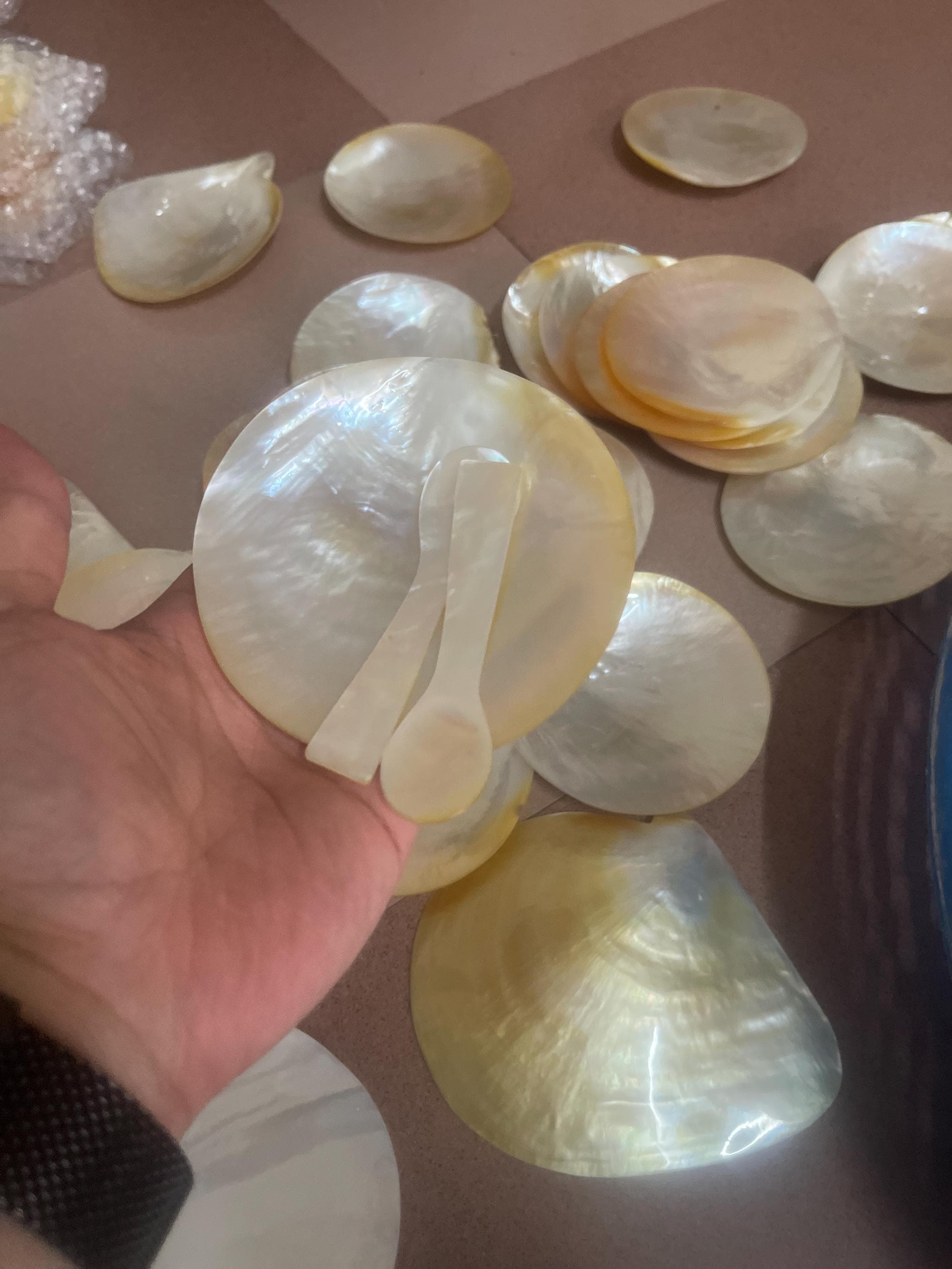 Iridescent Mother of Pearl Serving Set: Caviar/sashimi Dish, Gold Lip ...