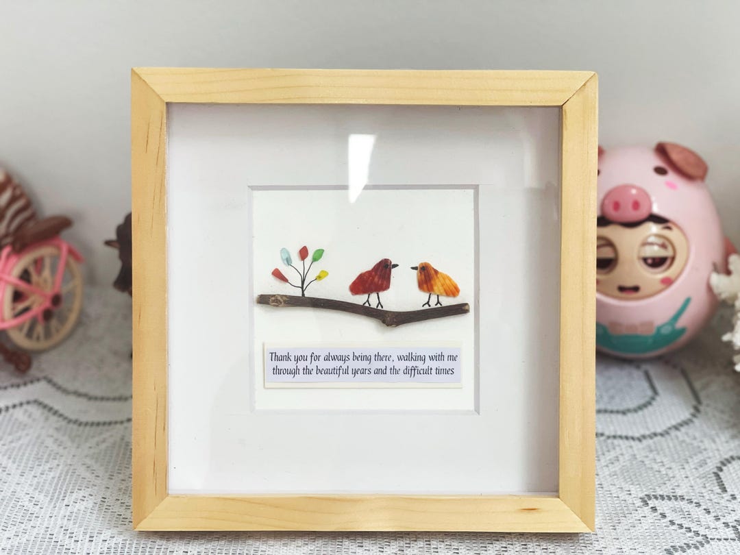 Handmade Seashell Bird Art: Friendship Gift With Driftwood & Sea Glass ...