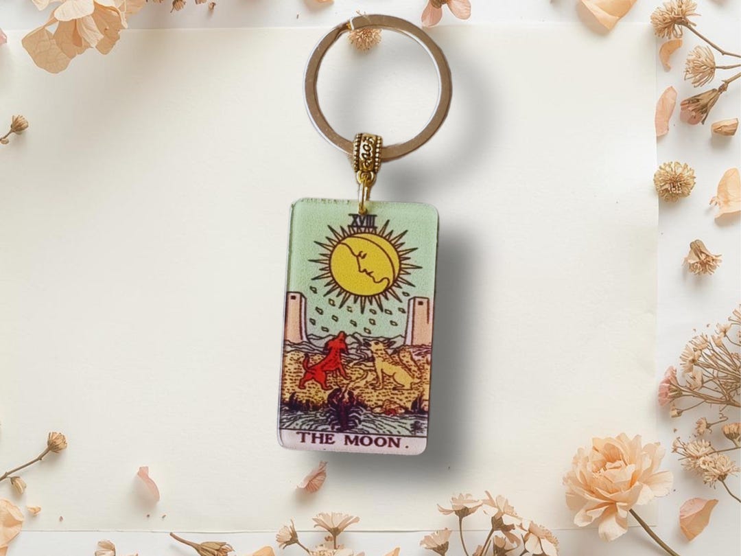 The Moon Tarot Keyring, Tarot Keychain - Etsy