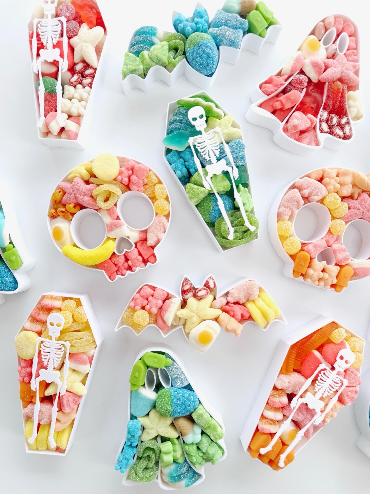 Halloween Candy Trays Skull, Bat Ghost Candy Trays Spooky Charcuterie ...