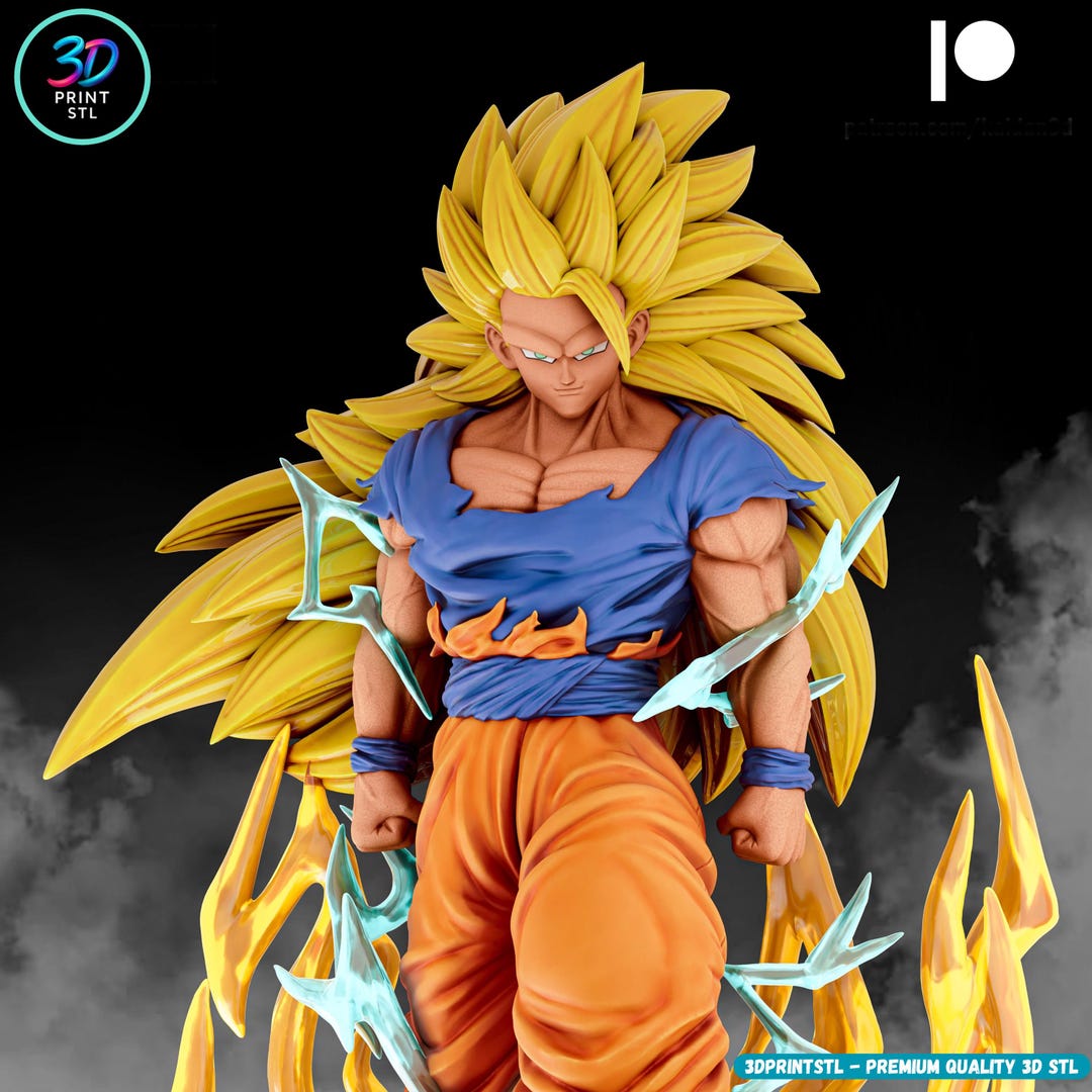 Goku SSJ3 3D Print STL File | Dragon Ball Z DBZ Figurine | Super Saiyan ...