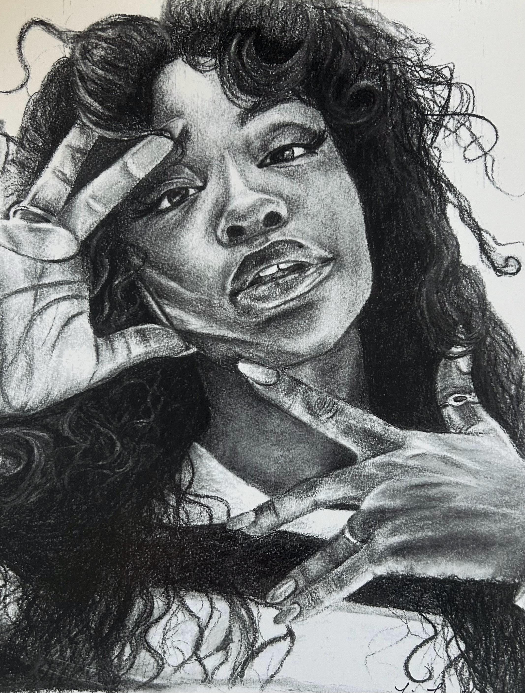 SZA Charcoal Drawing Print - Etsy