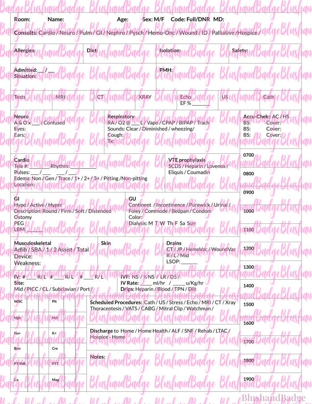 Step-down Nurse Report Sheet - Etsy