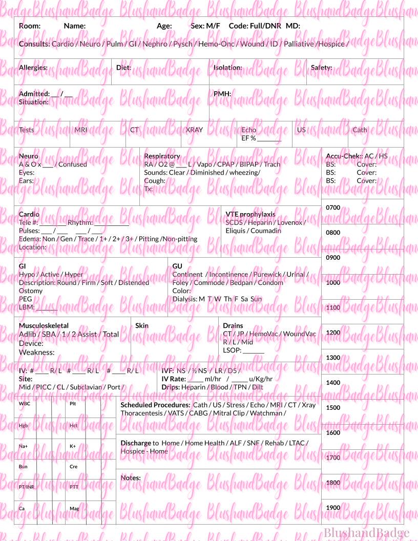 Step-down Nurse Report Sheet - Etsy