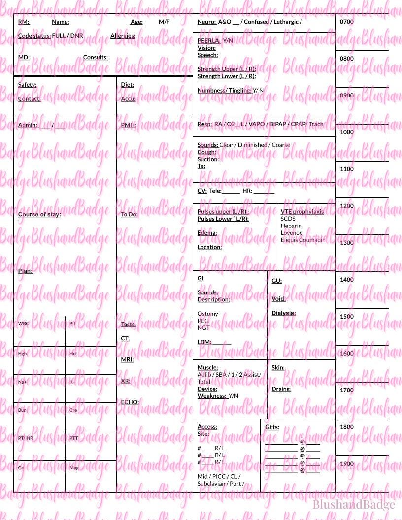 Step-down Nurse Report Sheet - Etsy