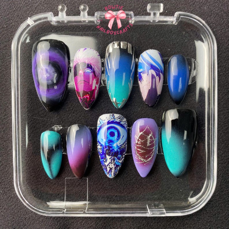 Go.jo Sa.touru, Jujutsu Kaisen Inspired Nail Art | Anime Press on Nails ...