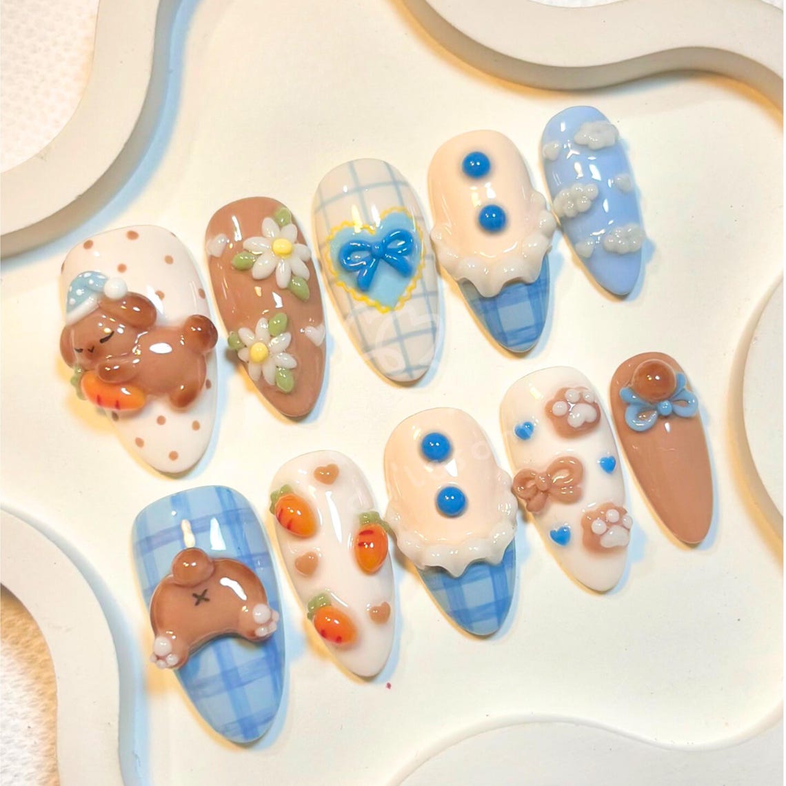 Kawaii Puppy Paw Fake Nails | 3D Cute Animal Nail Art | Hand-painted ...