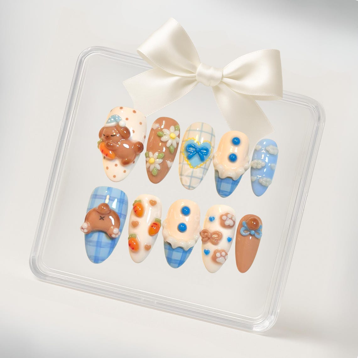 Kawaii Puppy Paw Fake Nails | 3D Cute Animal Nail Art | Hand-painted ...
