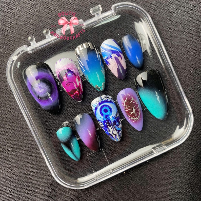 Go.jo Sa.touru, Jujutsu Kaisen Inspired Nail Art | Anime Press on Nails ...