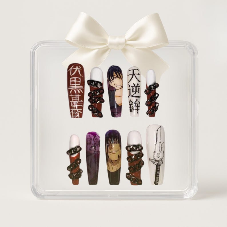 Handmade Anime, JJK Press on Nails, Fushii.guro Inspired Jjuju.utsu ...