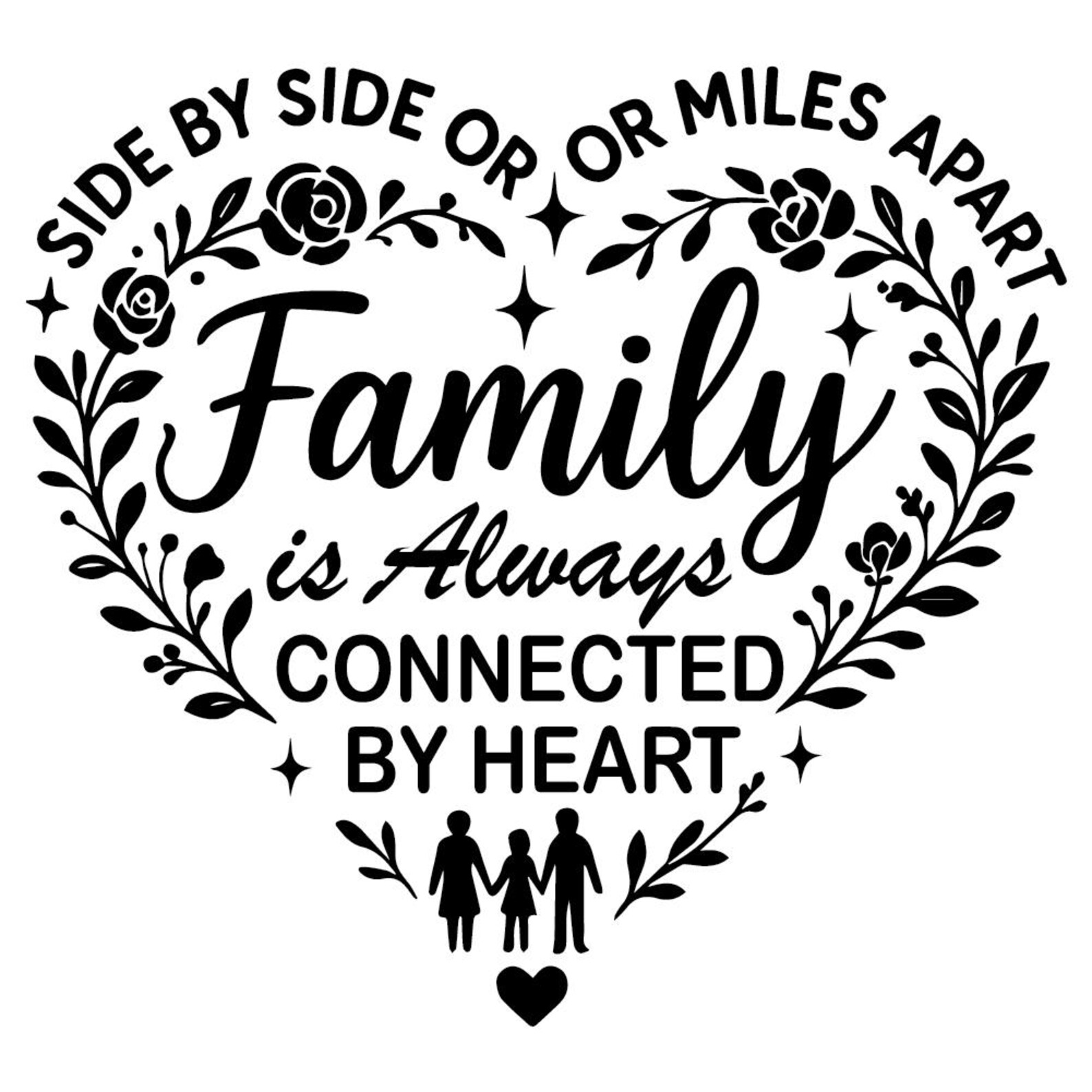Family Heart Quote SVG: Side by Side or Miles Apart (digital Download ...