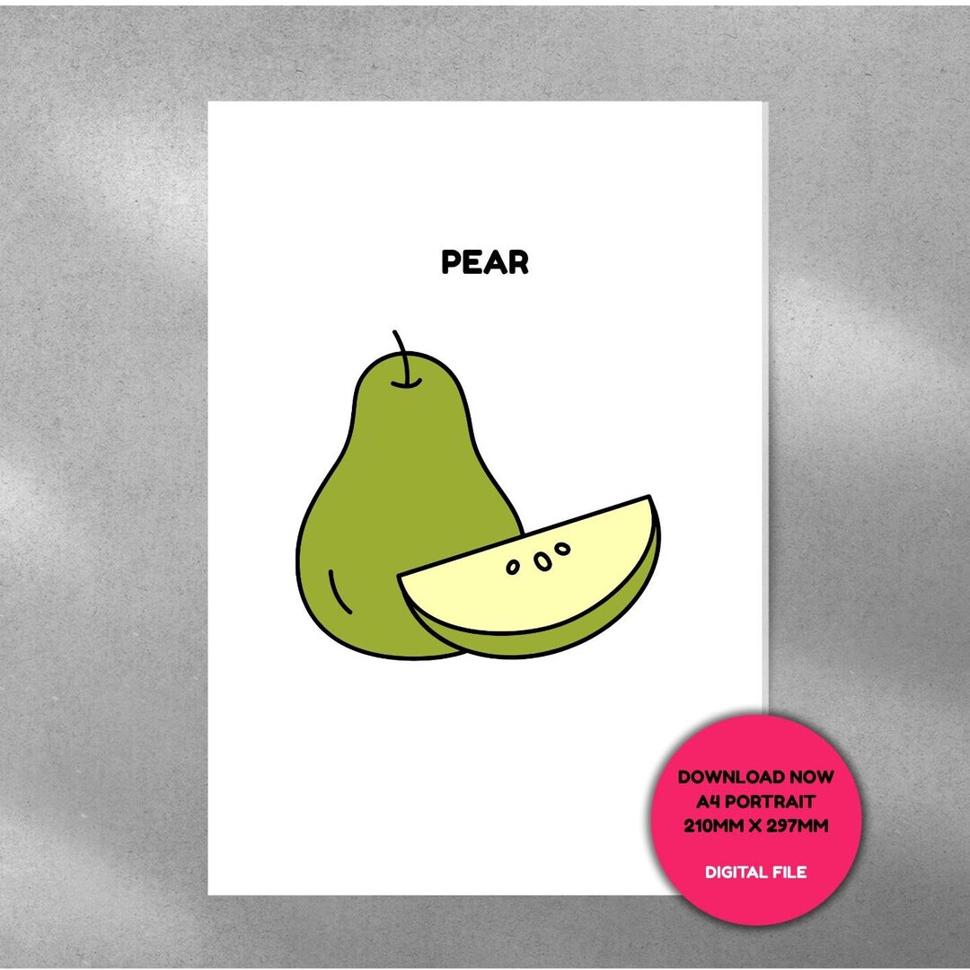Pear Colouring Page – Printable Fruit Worksheet for Kids – Fun ...