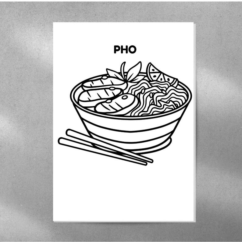 Digital Pho Food Colouring Pages - Vietnamese Digital Download Pages ...