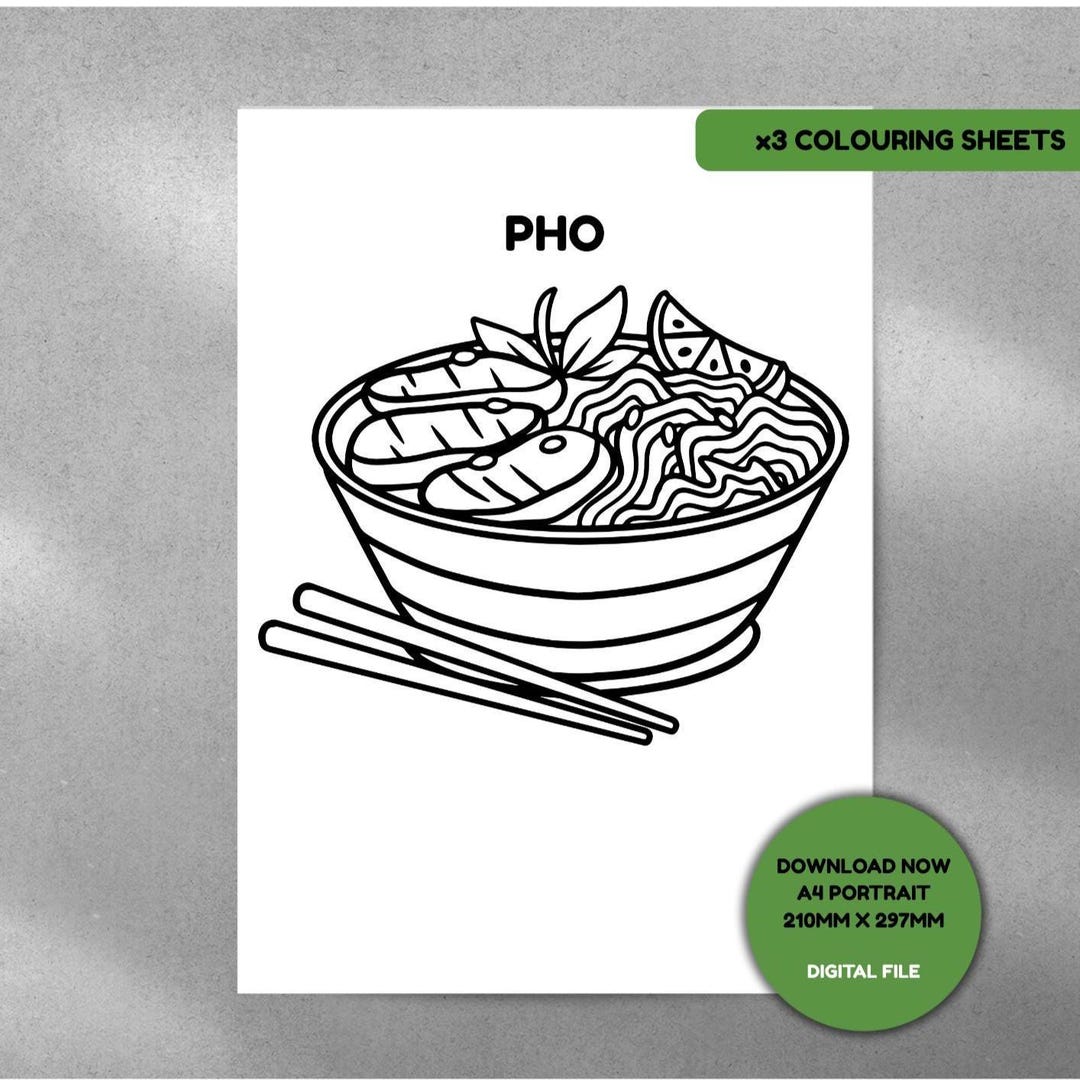 Digital Pho Food Colouring Pages - Vietnamese Digital Download Pages ...