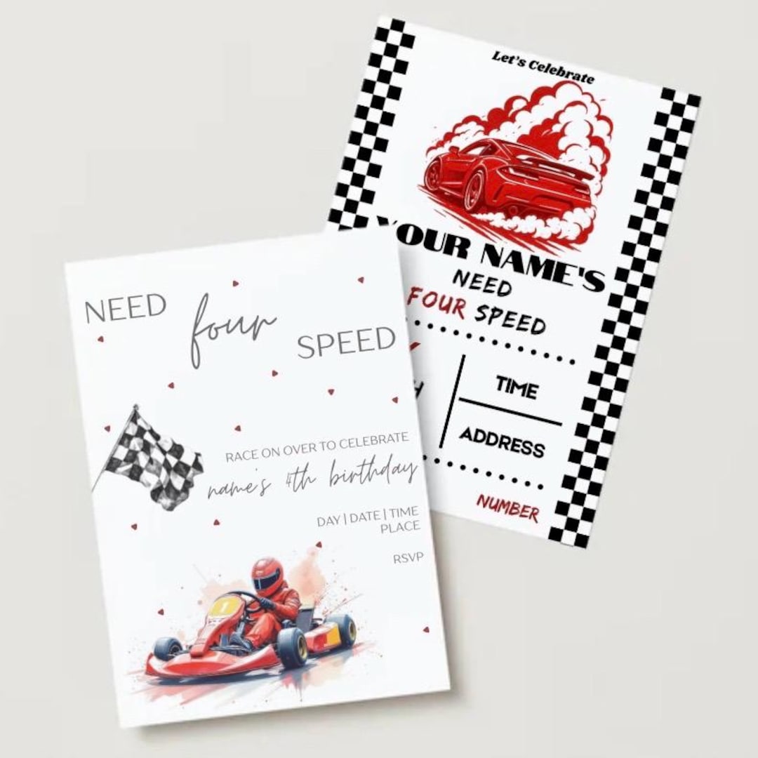 Need Four Speed Invitation for 4th Birthday (digital Download Only) - Etsy
