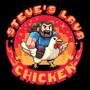 Lava Chicken PNG - Pixel Gamer Boy Design - Steve Meme Graphic - Funny ...