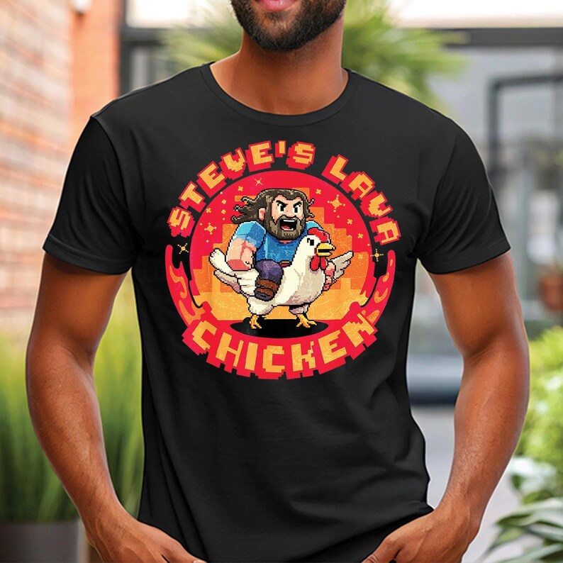 Lava Chicken PNG - Pixel Gamer Boy Design - Steve Meme Graphic - Funny ...