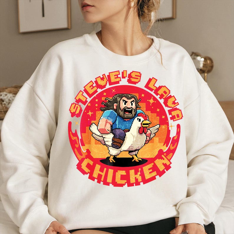 Lava Chicken PNG - Pixel Gamer Boy Design - Steve Meme Graphic - Funny ...