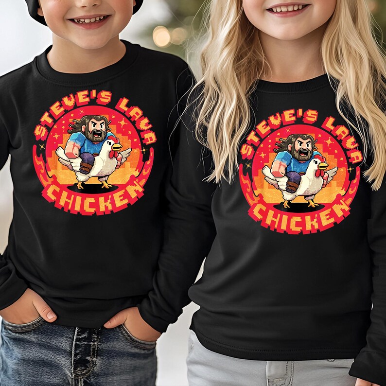 Lava Chicken PNG - Pixel Gamer Boy Design - Steve Meme Graphic - Funny ...