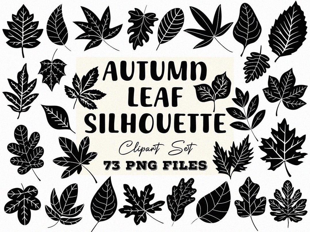 Autumn Leaf Silhouette Clipart Bundle | 73 Fall Leaves PNG | Instant ...