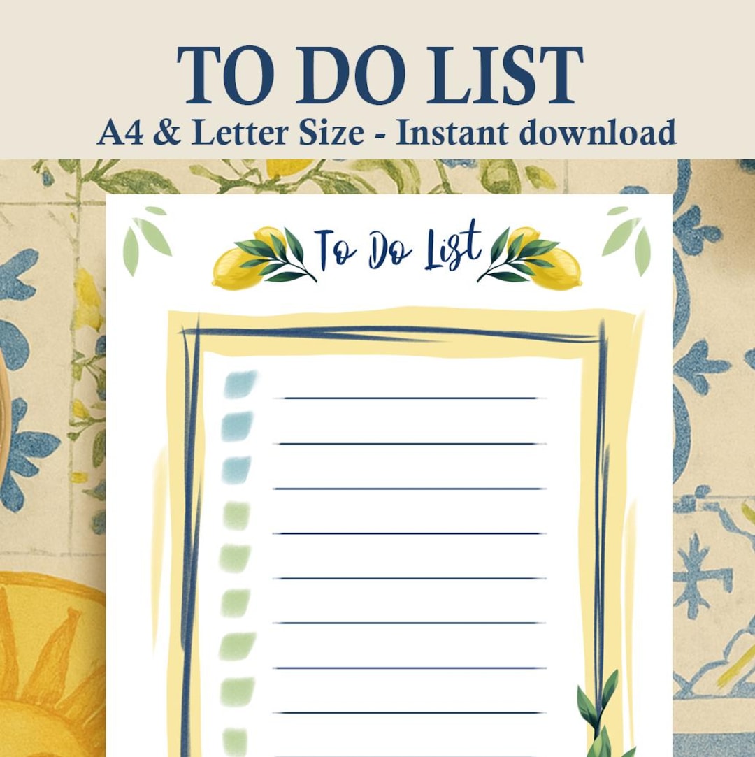 Printable to Do List, A4/letter, Notes, Organization, Undated Note ...