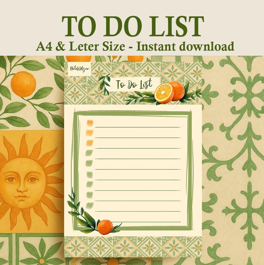 Printable to Do List, A4/letter, Notes, Organization, Undated Note ...