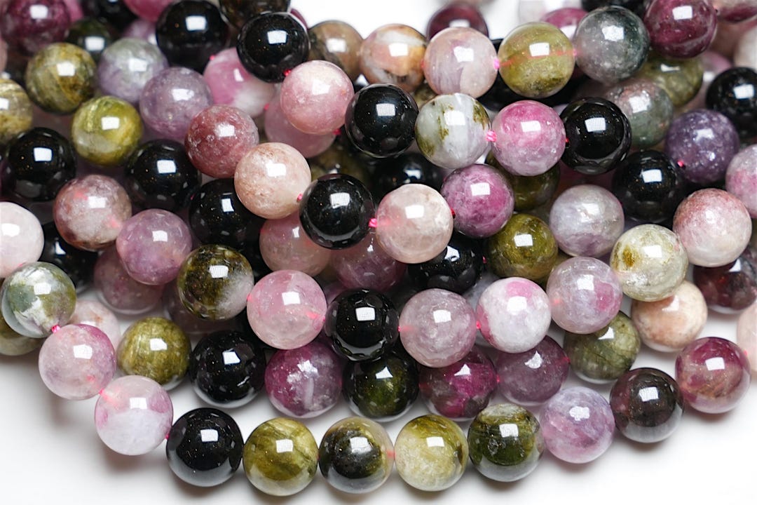 90 Perles Tourmaline multicolore AAA+, fil 38cm, 4mm, 6mm, 8mm, 10mm ...