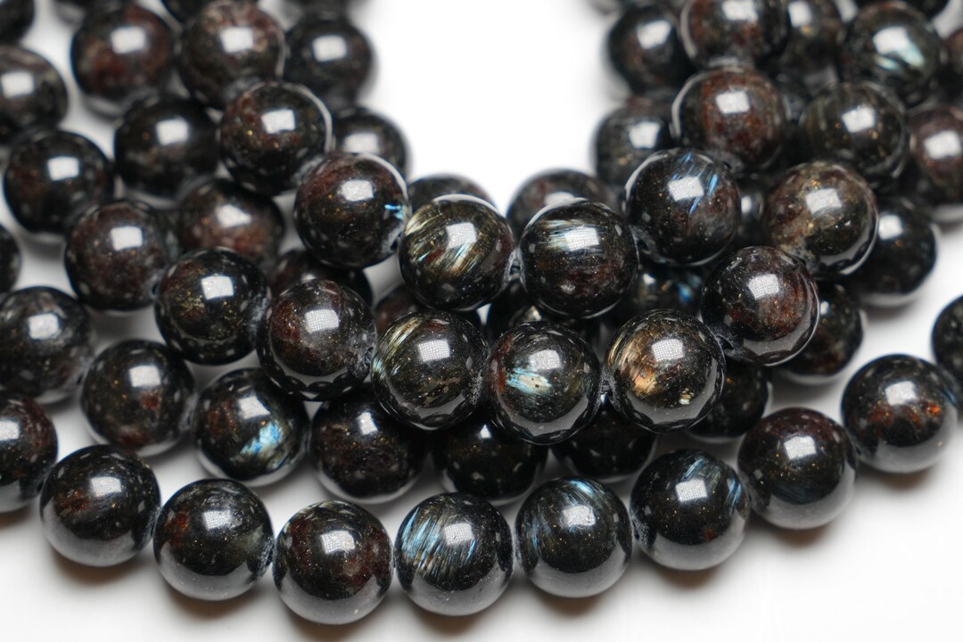 90 AAA+ Astrophyllite Beads, 4mm, 6mm, 8mm, 0mm, Smooth Round Stone ...