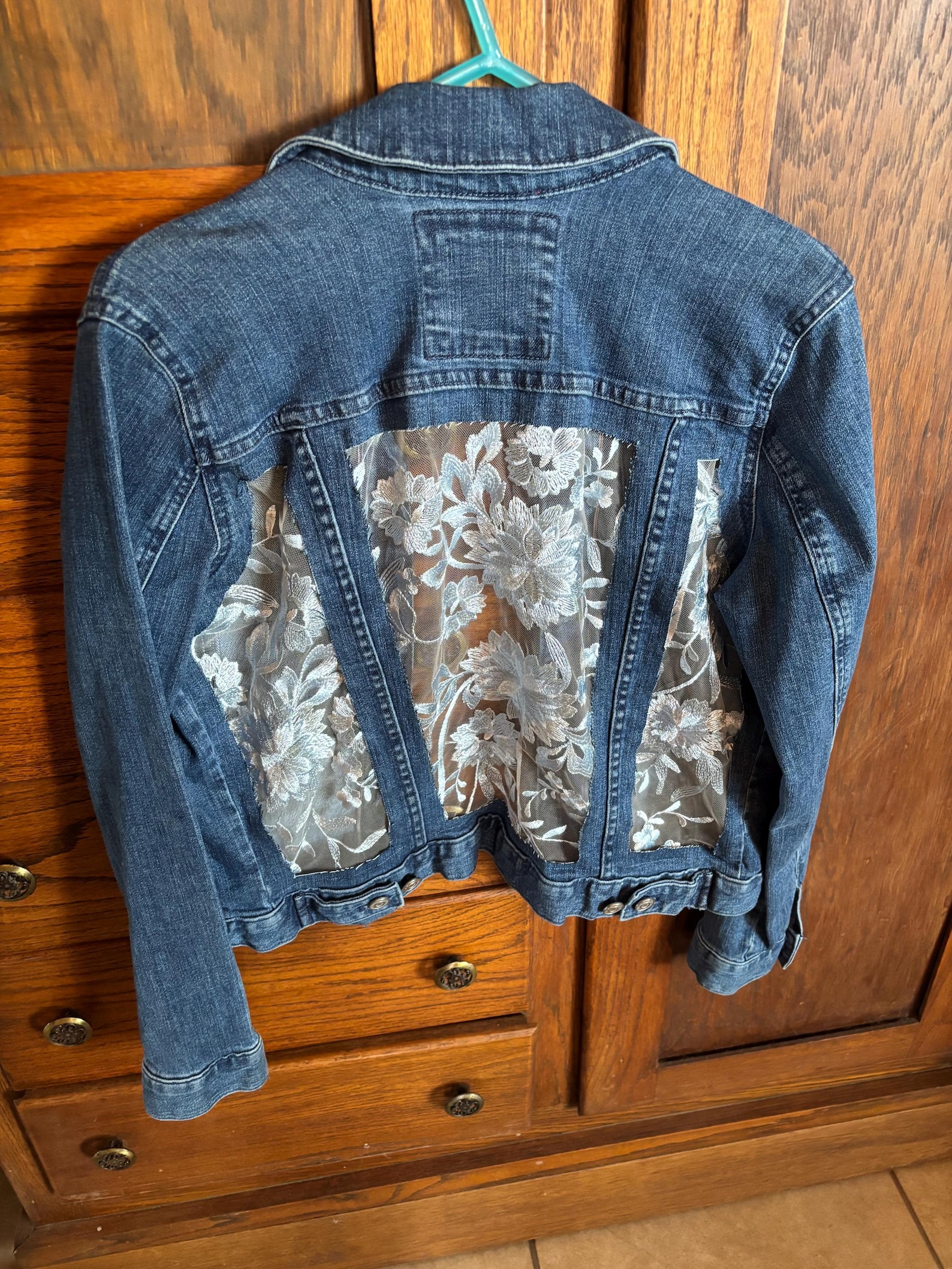 Custom Denim Jacket With Lace Embellishments- White Lace - Etsy