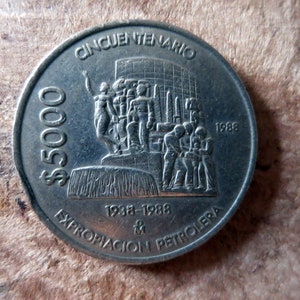 1988 Mexican Coin 5000 Pesos Anniversary of Oil Expropriation - Etsy