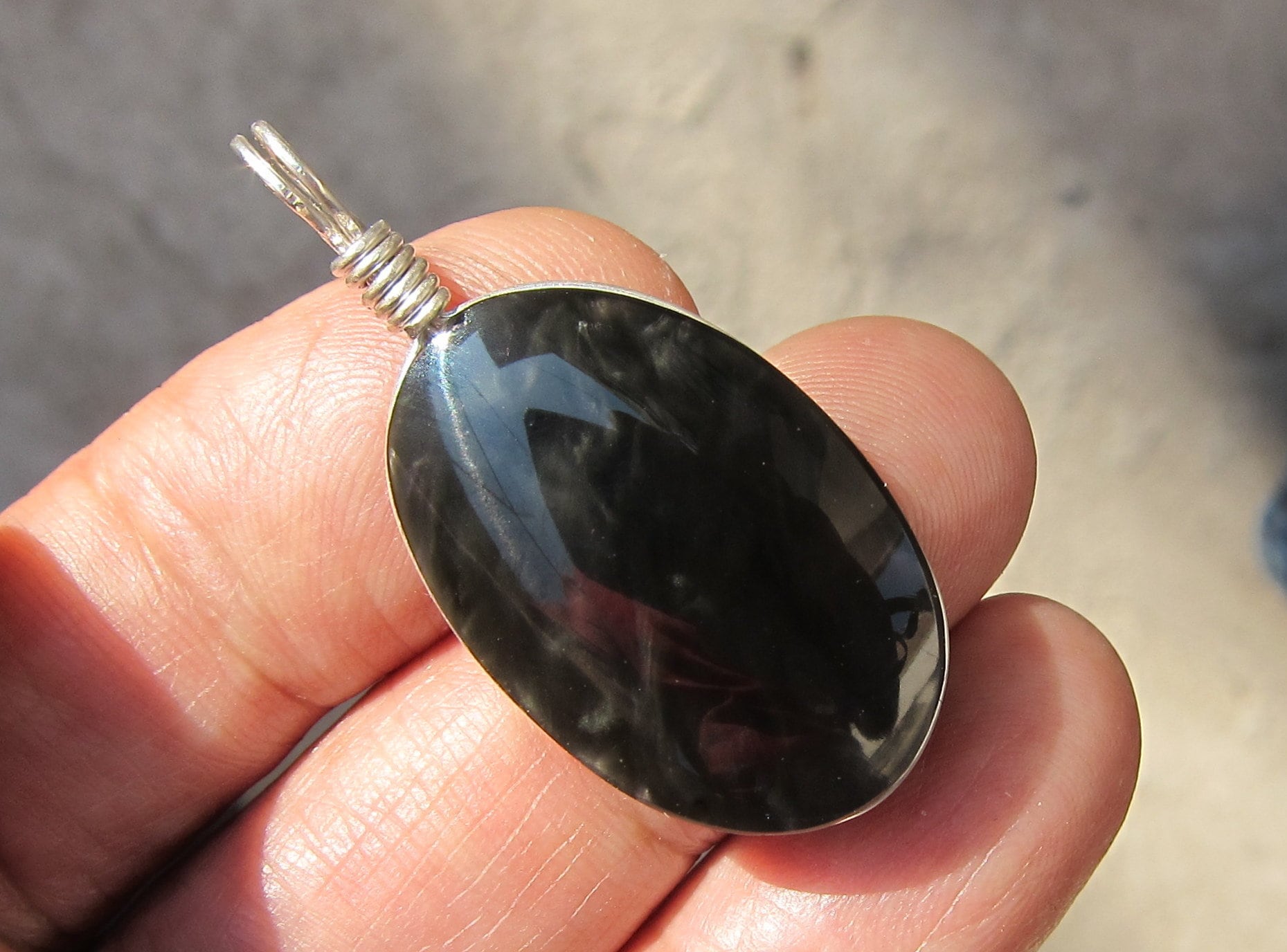 Obsidian Anhänger Obsidian Schmuck Silber und Obsidian | Etsy