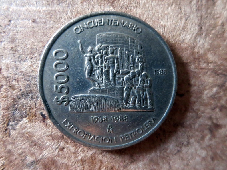 1988 Mexican Coin 5000 Pesos Anniversary of Oil Expropriation - Etsy