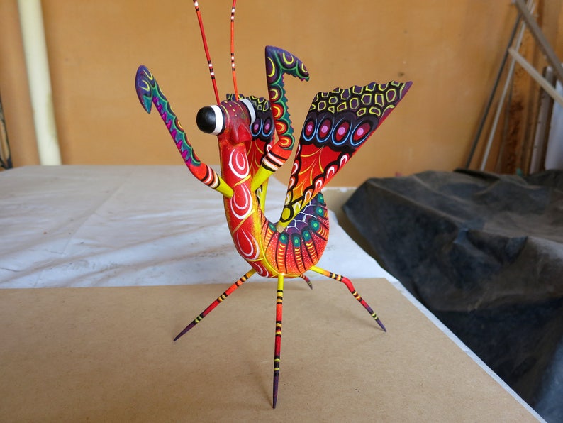 Wooden Mexican figures insect sculpture art of oaxaca | Etsy