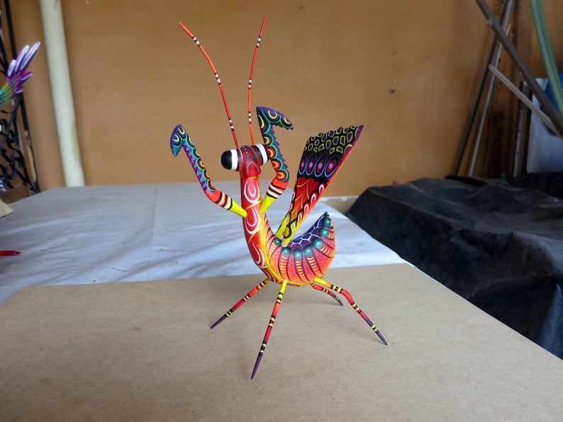 Wooden Mexican figures insect sculpture art of oaxaca | Etsy