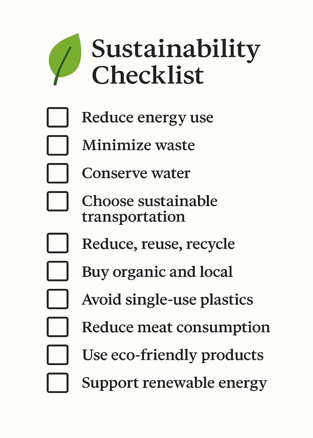 Sustainability Checklist | PDF | A4 | 5x7 | 8x10 | - Etsy