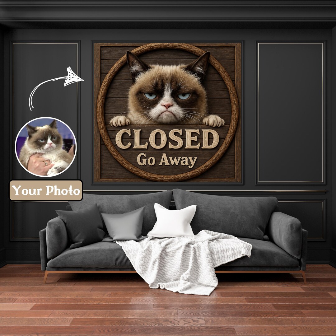 Custom Pet Door Sign – Personalized "closed Go Away" Funny Wood Sign ...
