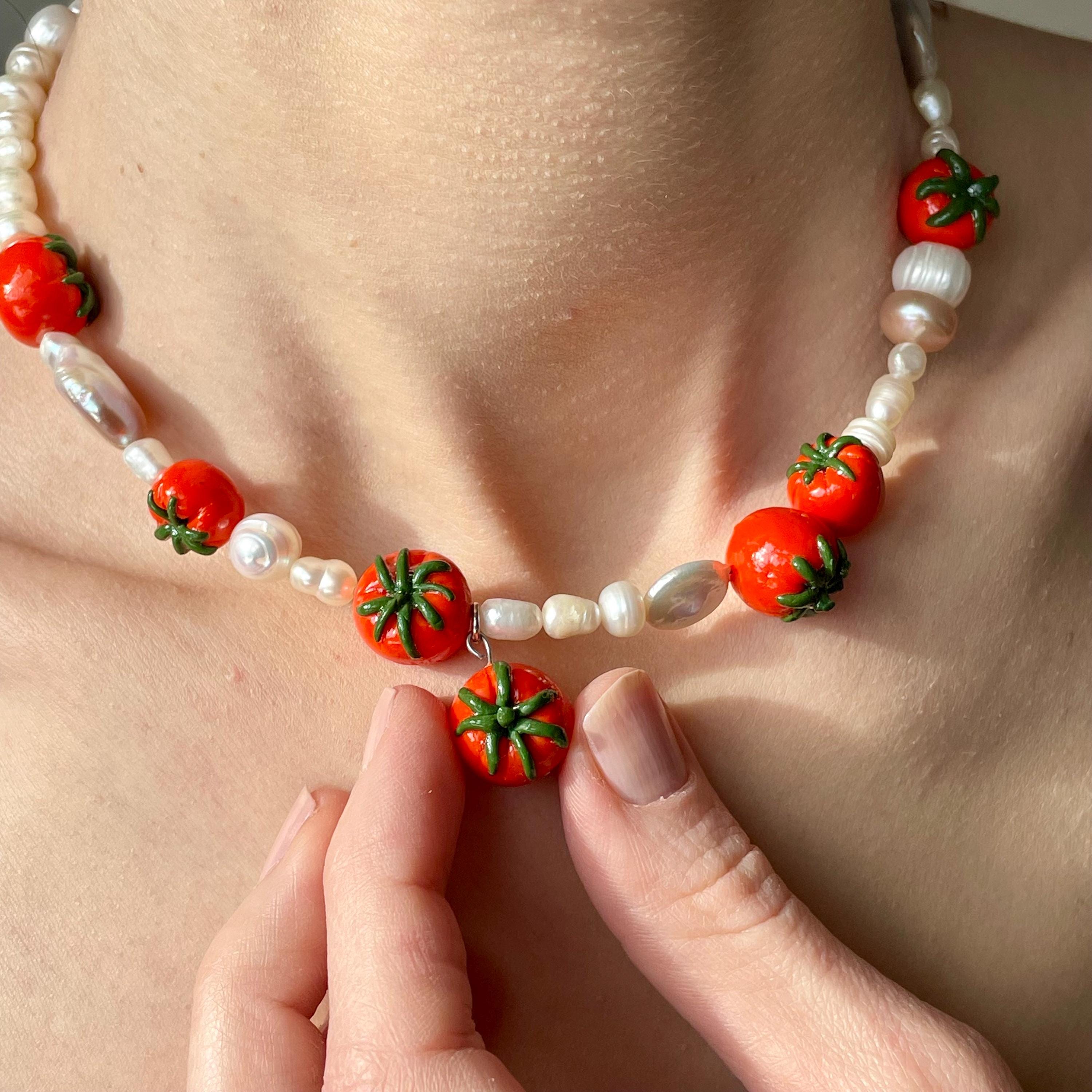 Tomato Necklace, Realistic Fruit Necklace, Unique Fruit Choker, Polymer ...