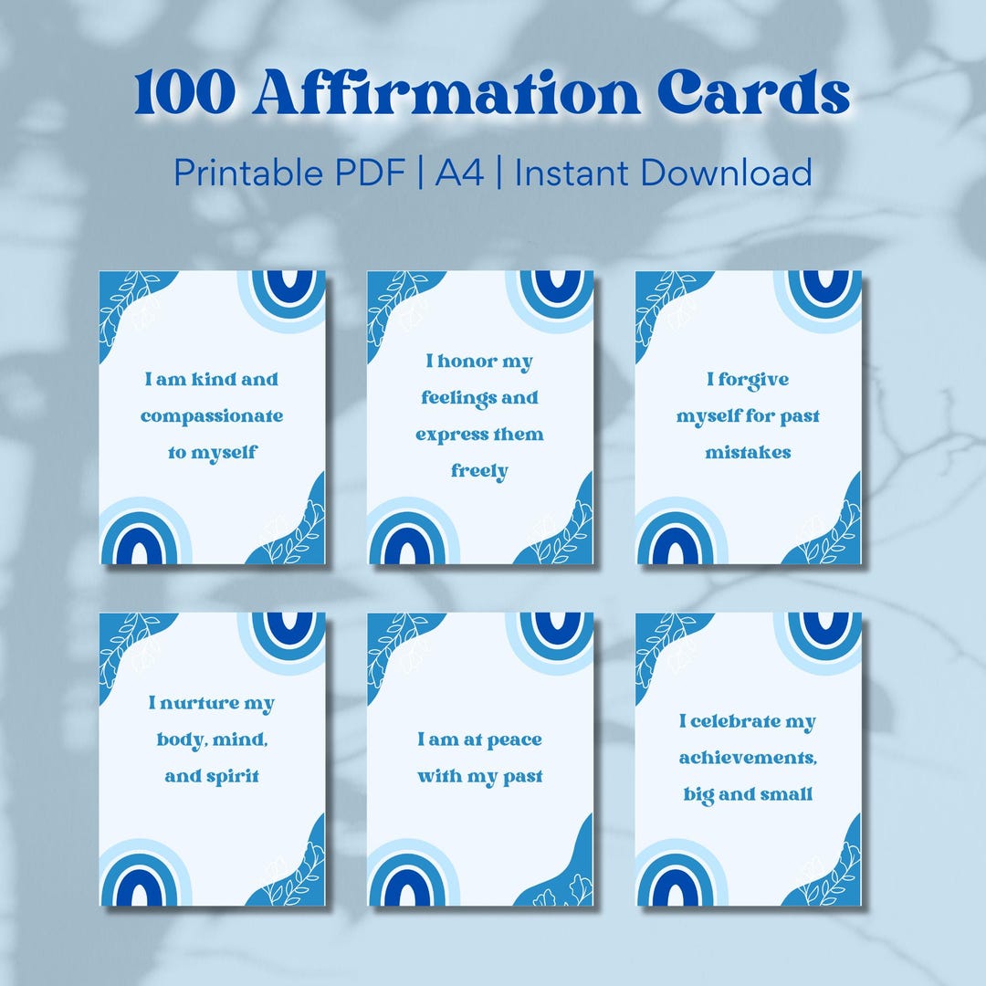 100 Affirmations – Printable Digital Cards for Personal Growth ...