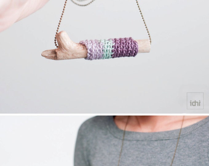 Log Wooden Necklace. Wood Natural Necklace Wrapped With - Etsy