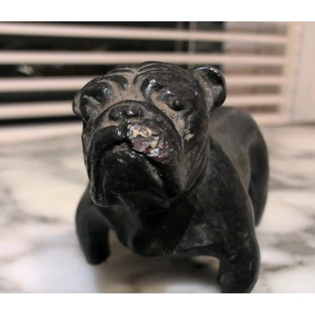 Vintage Early 1900s Cast Iron Bulldog Paperweight / Pipe Rest Figure ...
