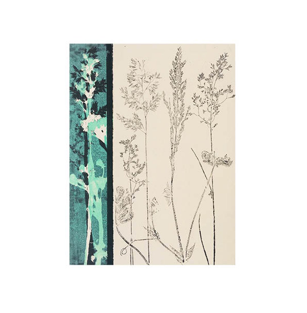 Original Plant Monotype Print. Modern Botanical Wall Art. Grasses ...