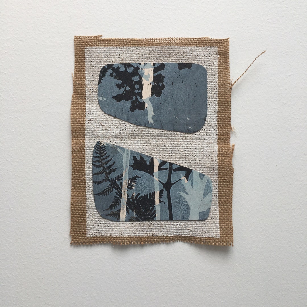 Minimal Abstract Collage. Original Nature Print on Recycled Hessian ...