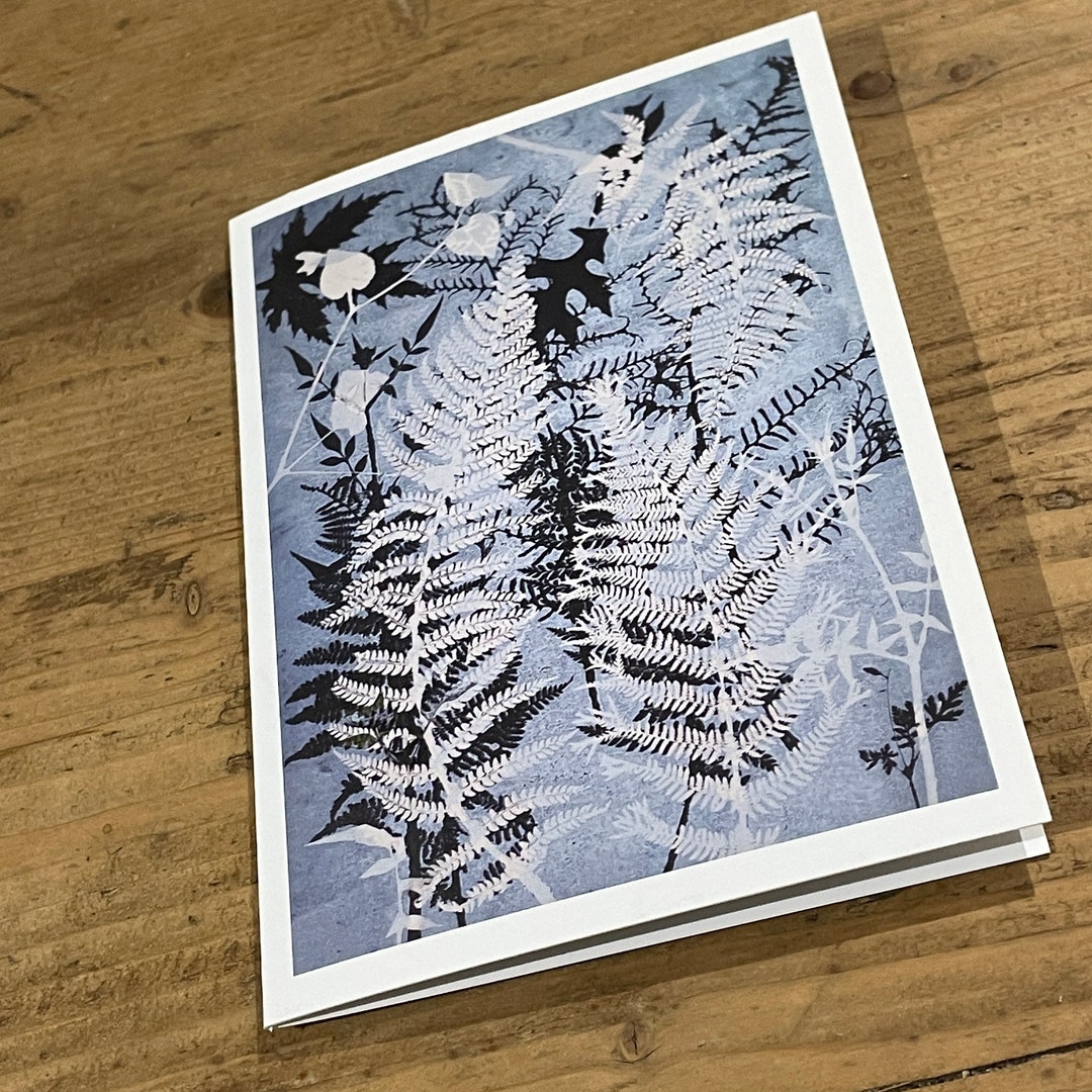 Blue Woodland Fern Botanical Greeting Card. Thank You for Art Teacher ...