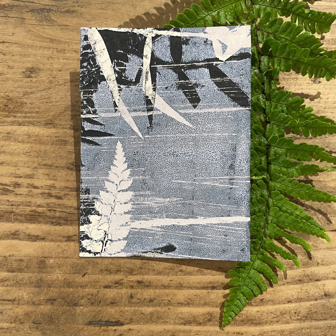 Original Handmade Botanical Monotype Mini Print. ACEO Fern Leaf. Dusky ...