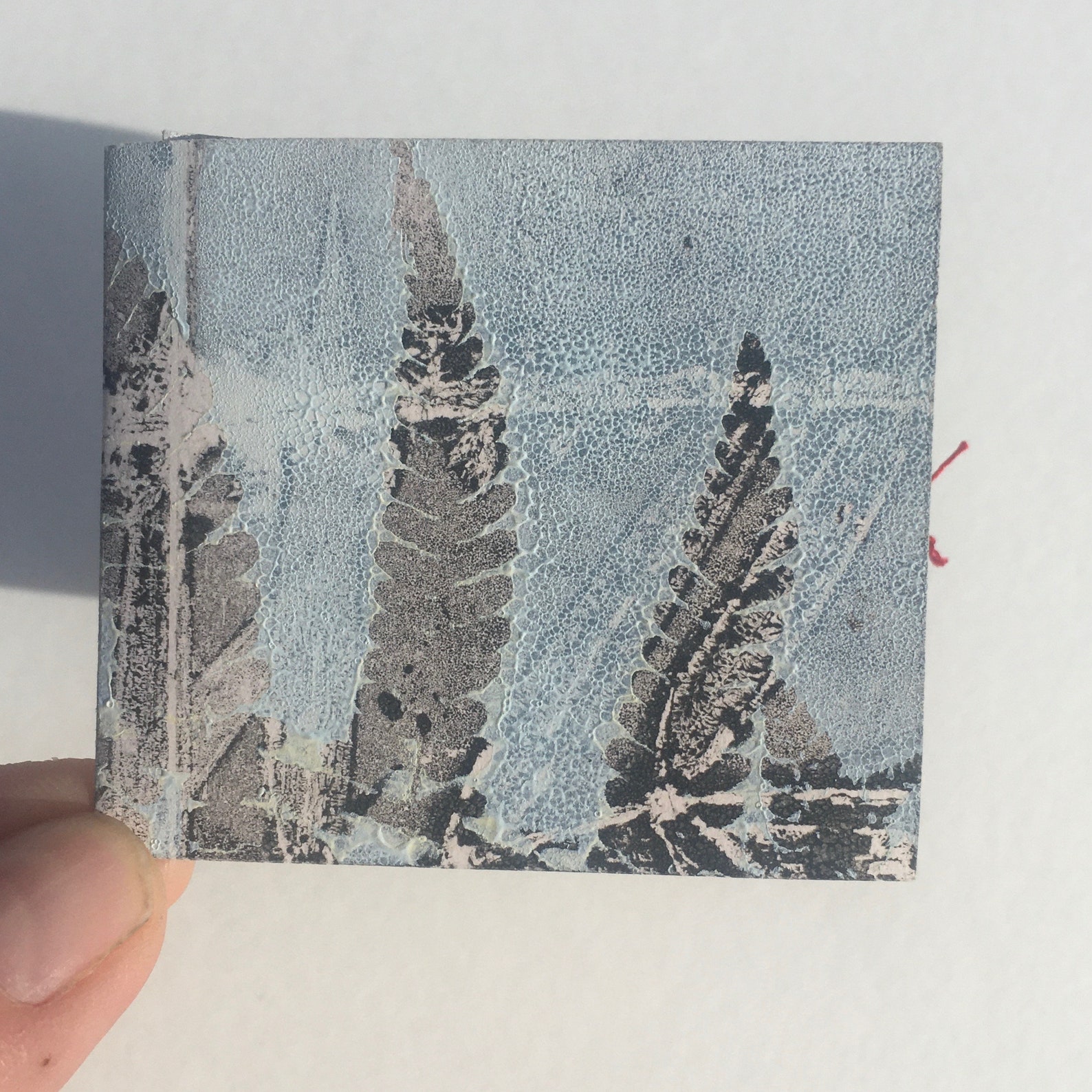 Handmade Blank Art Journal, Note Book With Nature Monotype Print. Blue Fern & Leaf Cover. 16 ...