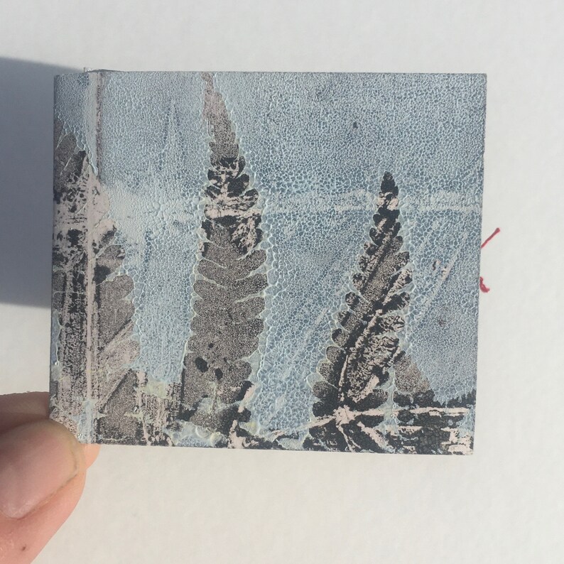 Handmade Blank Art Journal, Note Book With Nature Monotype Print. Blue ...