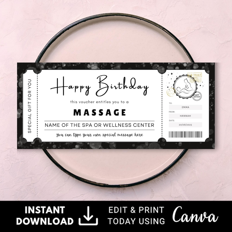 Massage Birthday Ticket - Etsy