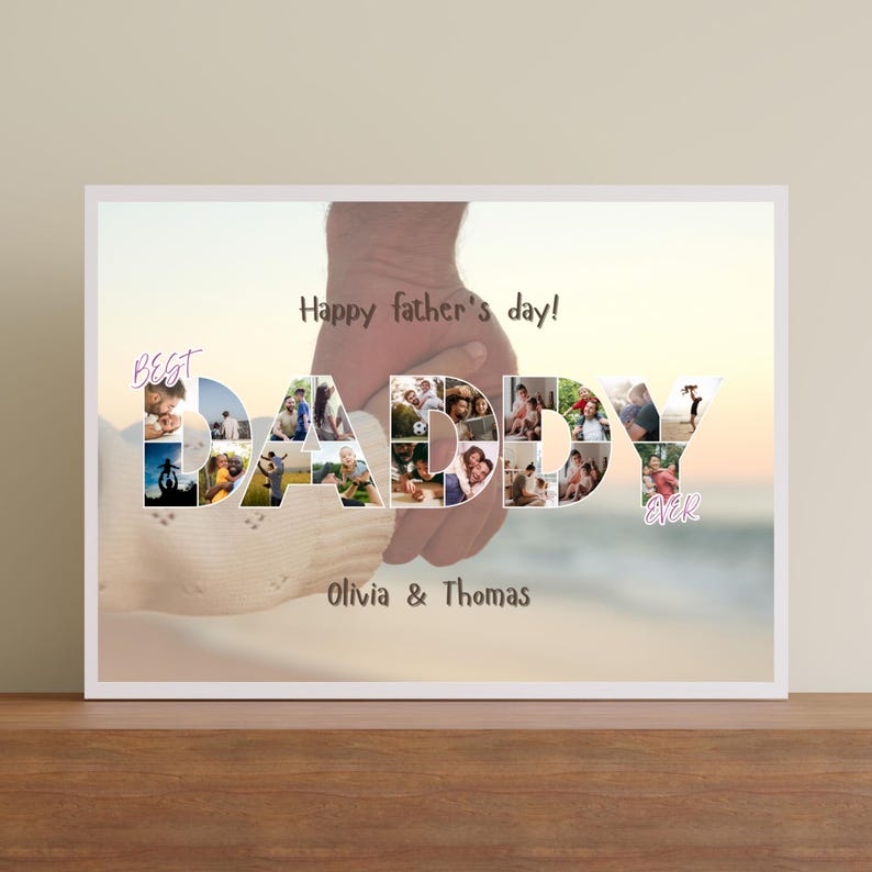 Personalized Daddy Photo Collage Frame | Custom Family Memories Gift ...