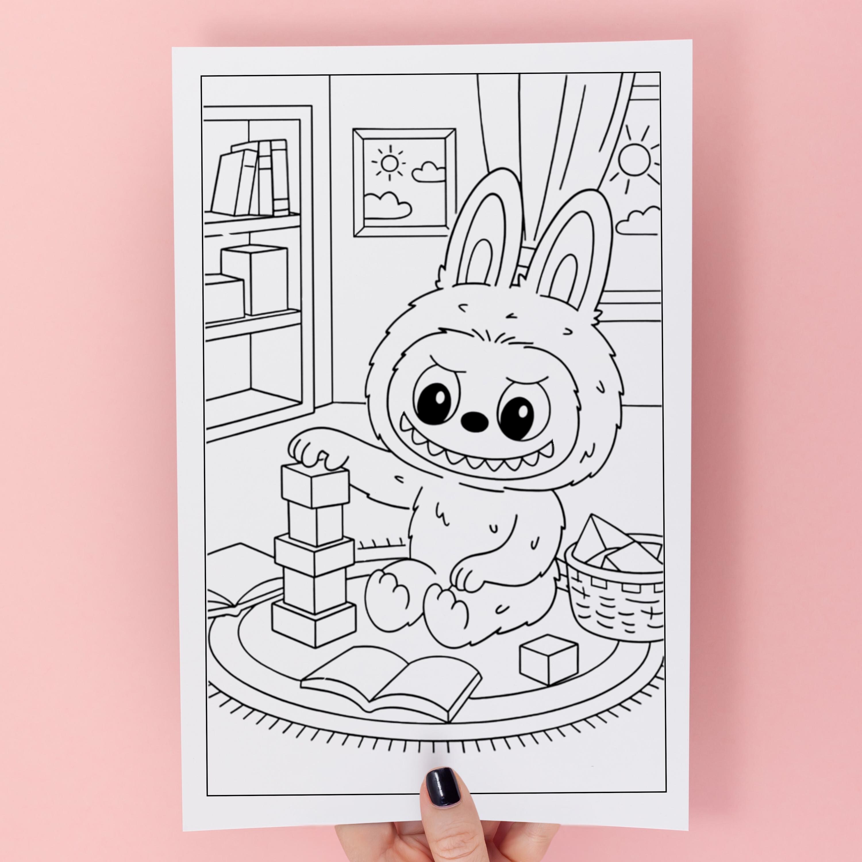 Labubu Coloring Pages Digital Download – 15 Art Therapy Sheets for Kids ...
